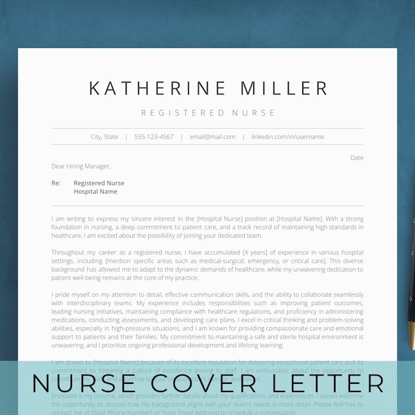 Nursing Cover Letter Template With Sample Text | Google Docs - Etsy