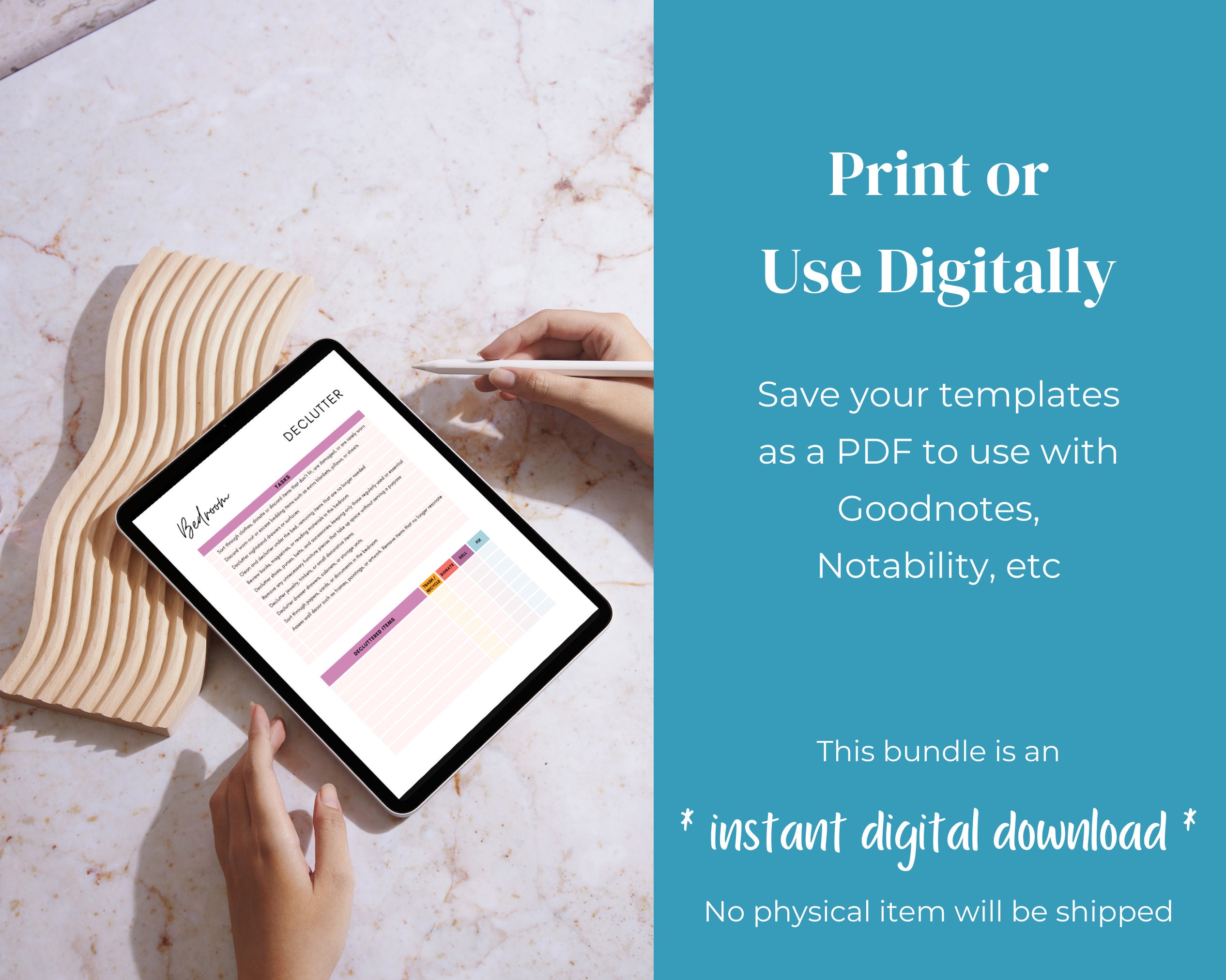 Declutter Checklist Planner Bundle Declutter Challenges, Digital Declutter, ADHD Cleaning ...