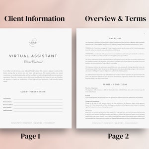 Virtual Assistant Contract Template | Editable VA Business Client ...