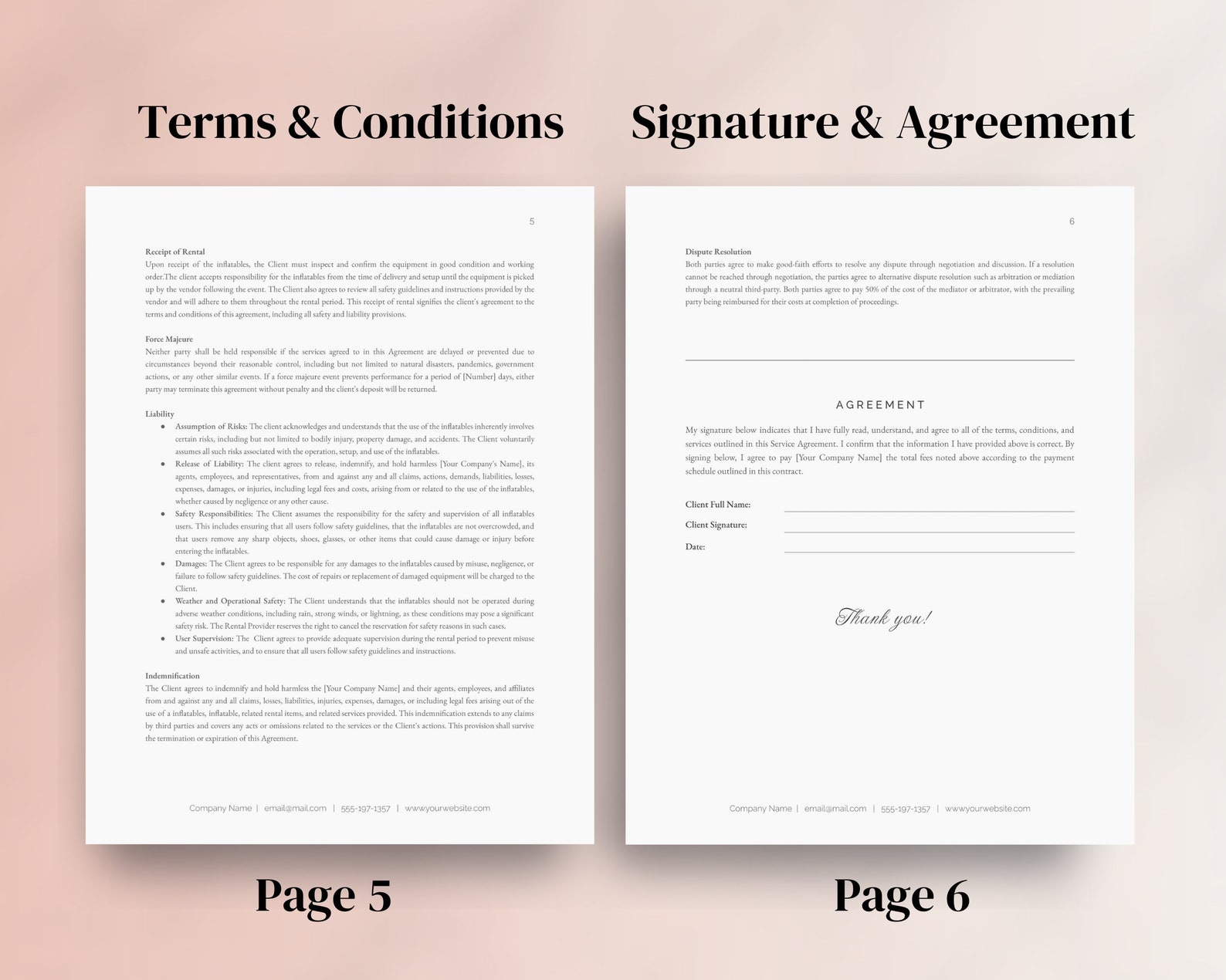 Inflatables Rental Agreement Template | Editable Bounce House Contract ...