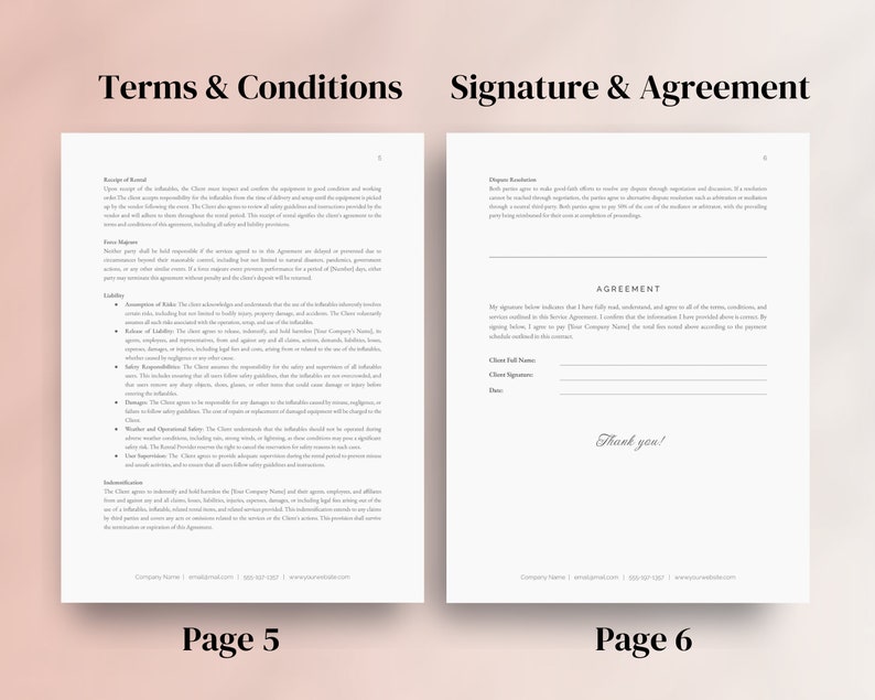 Inflatables Rental Agreement Template | Editable Bounce House Contract ...