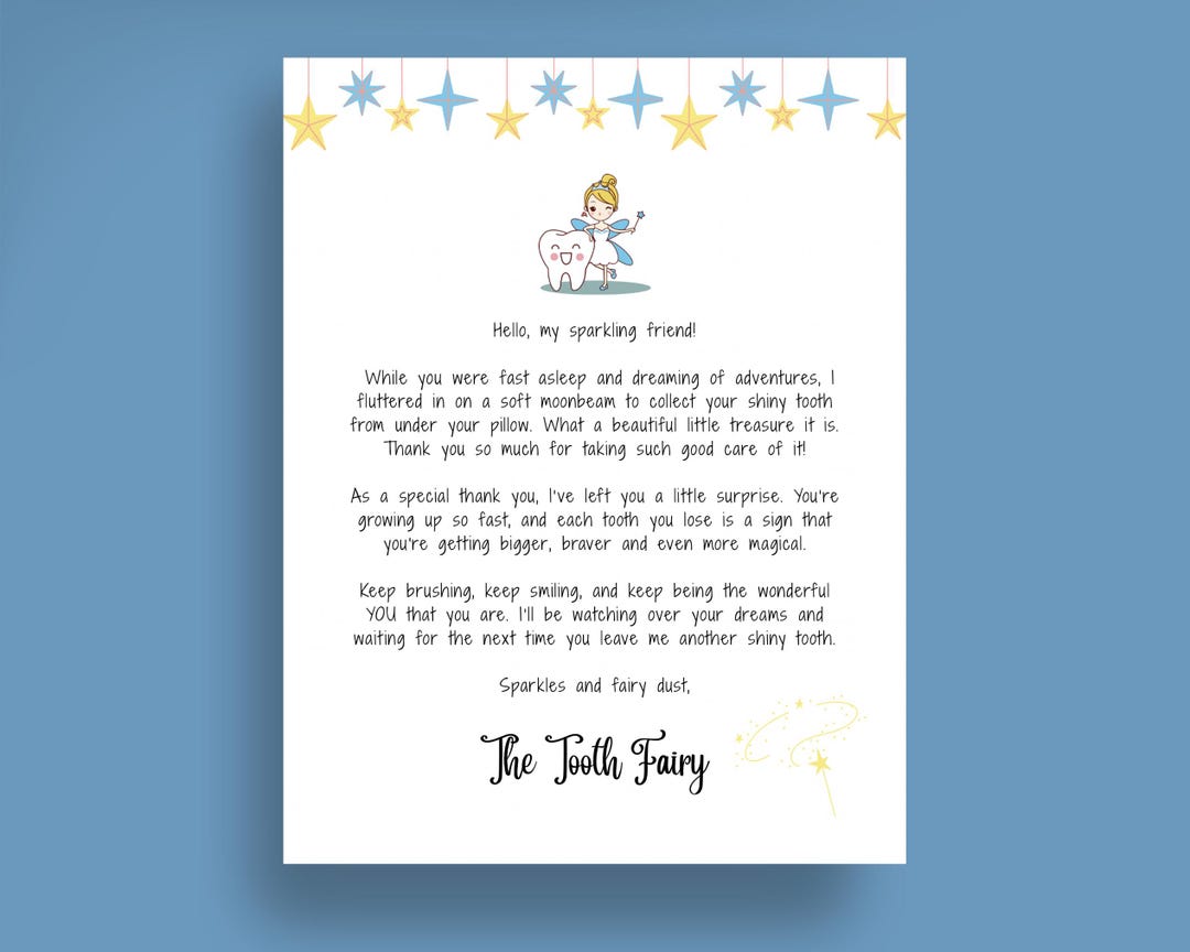 Tooth Fairy Letter | Printable Tooth Fairy Note | Lost Tooth ...