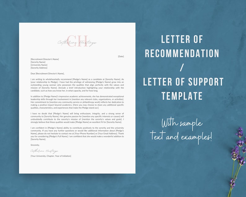 Sorority Recommendation Letter Template | Sorority Recruitment Letter ...