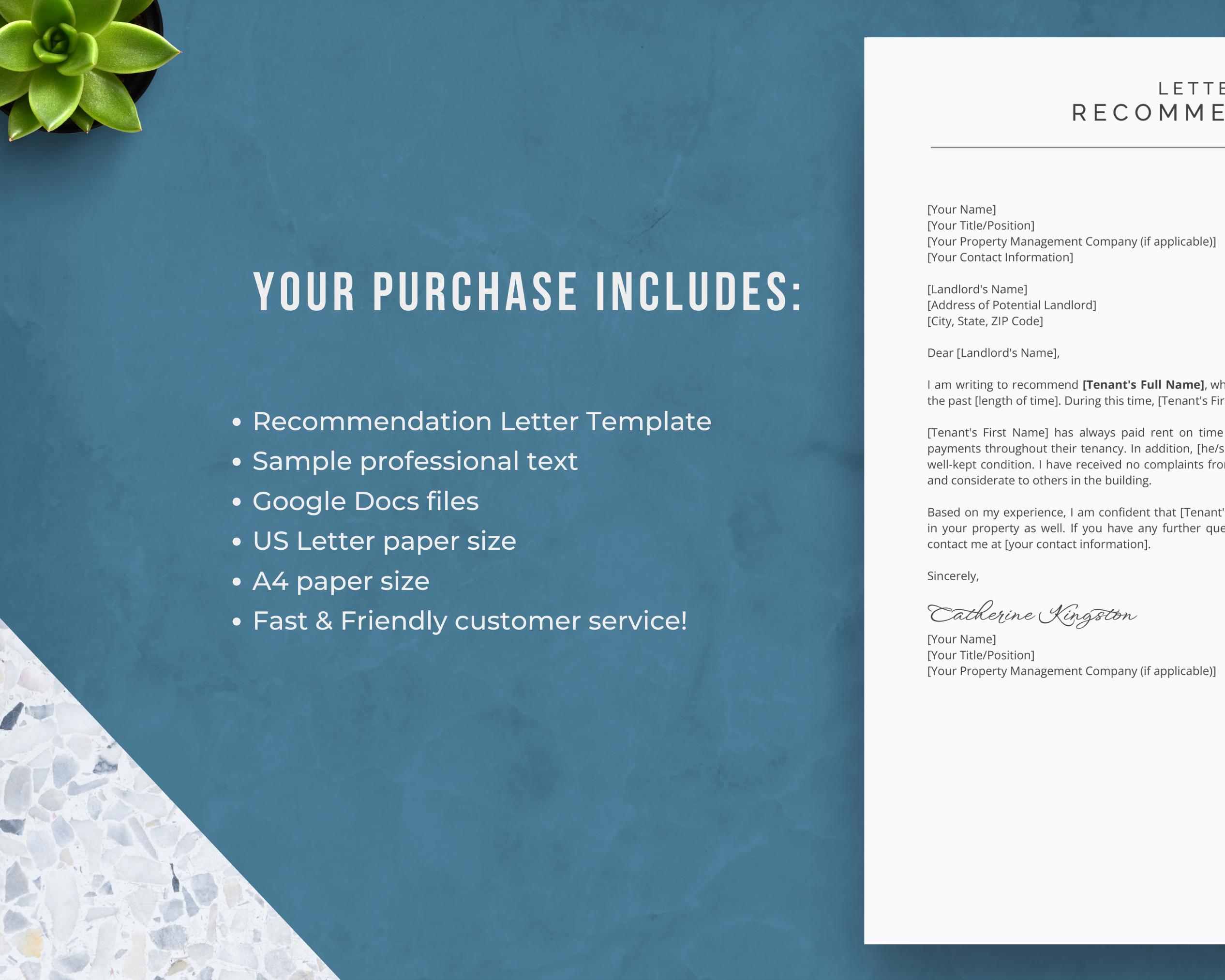 Tenant Reference Letter Template | Landlord Character Reference Letter ...