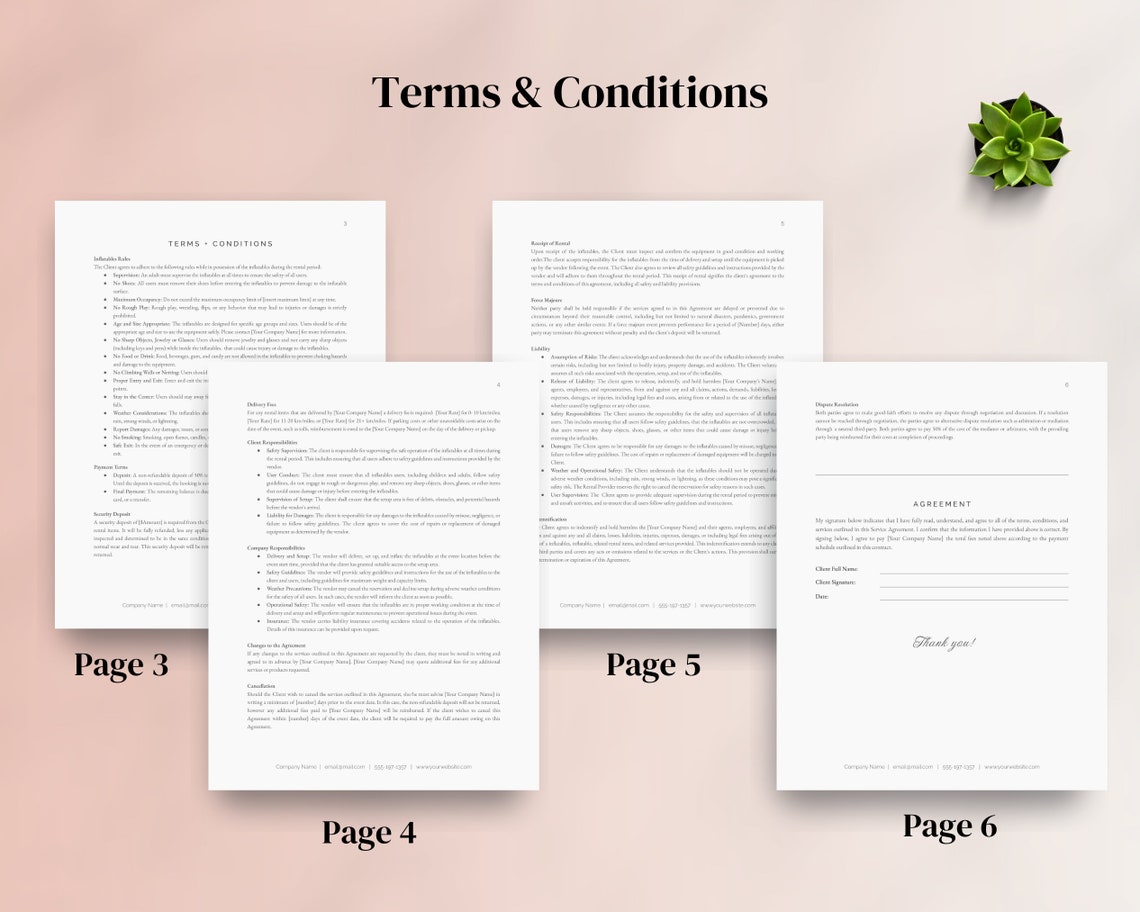 Inflatables Rental Agreement Template & Liability Waiver Form | Bounce ...