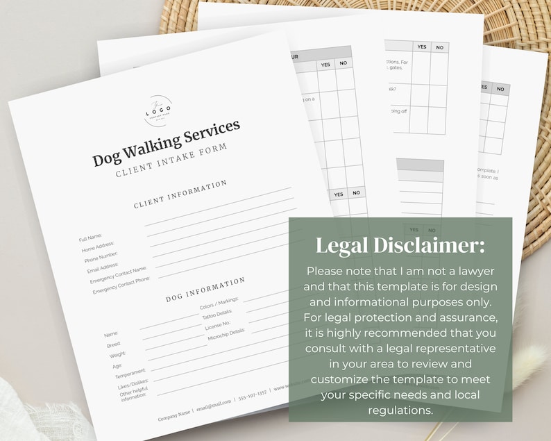 Dog Walking Services New Client Intake Form Template | Editable ...