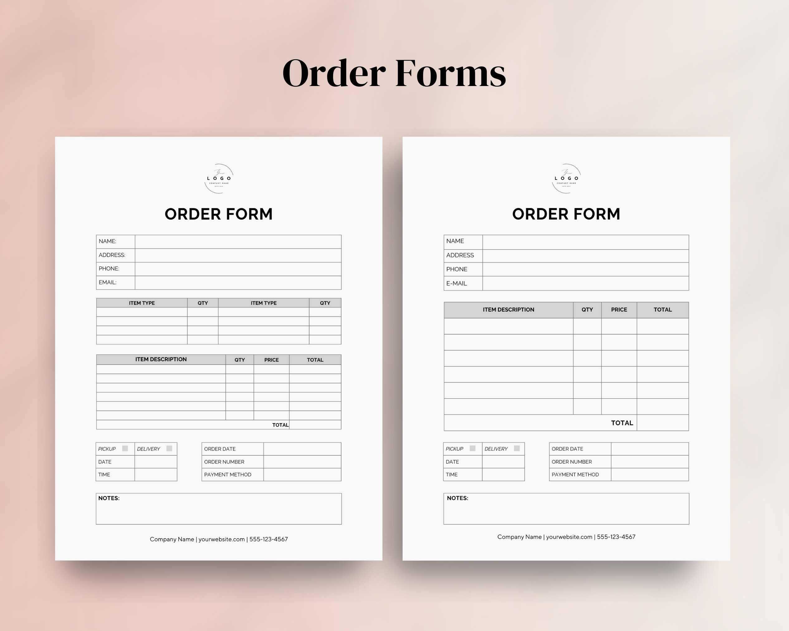 Order Form, Invoice & Quote Template | Editable Small Business Order ...