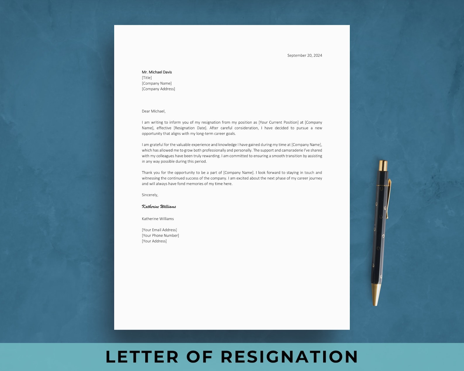 Resignation Letter Template for Word & Google Docs Professional 2 Weeks ...