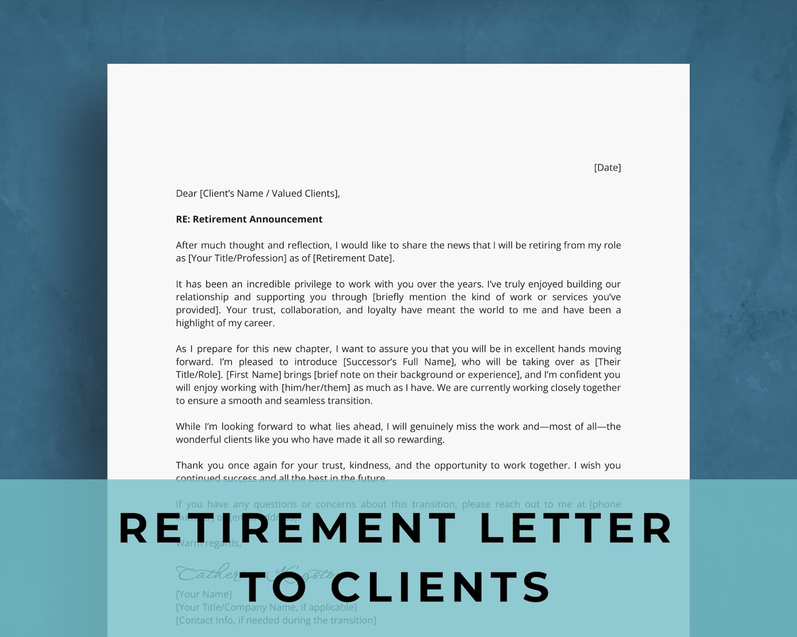 Retirement Letter to Clients Template | Editable Retirement Notice ...