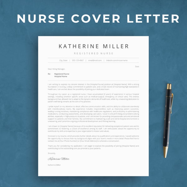 Nursing Cover Letter Template With Sample Text | Google Docs - Etsy