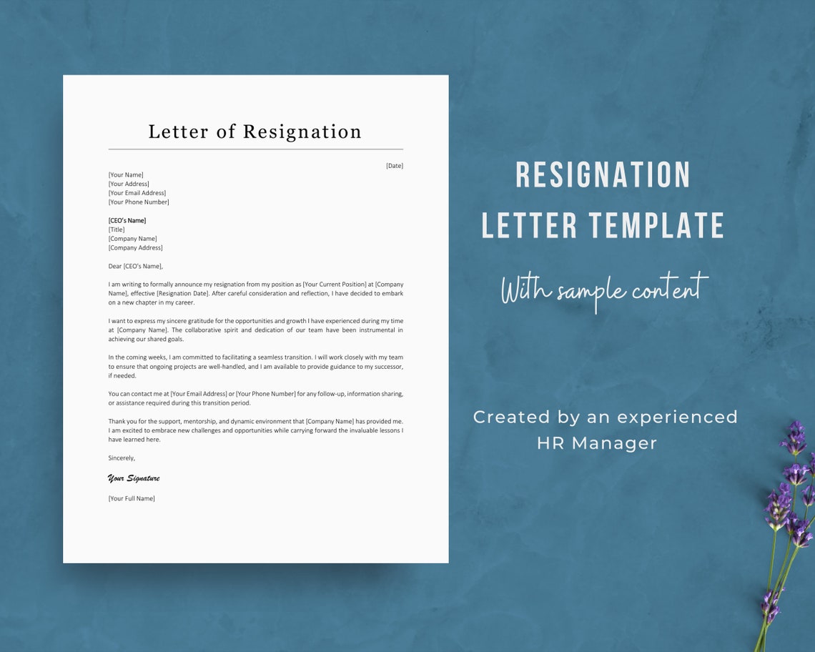Executive Resignation Letter Template for Word & Google Docs ...