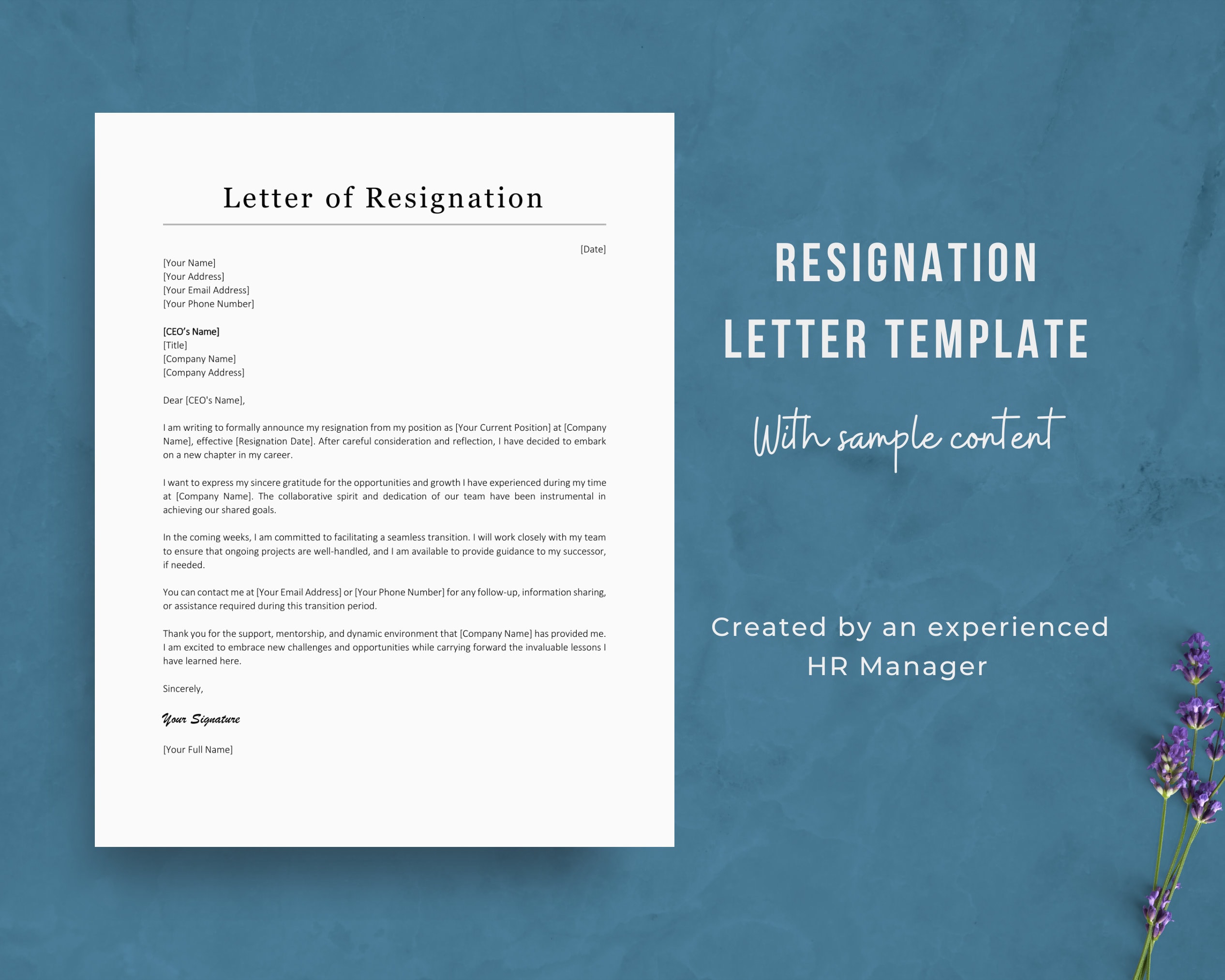 Executive Resignation Letter Template for Word & Google Docs ...