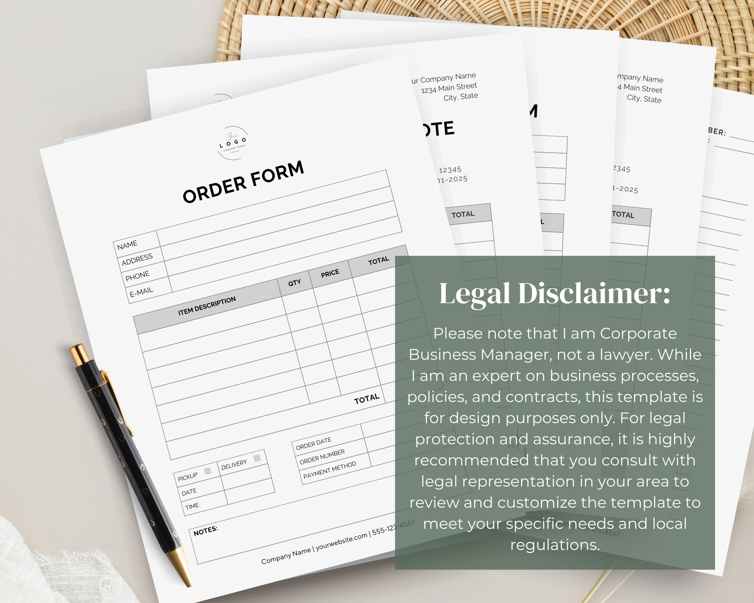 Order Form, Invoice & Quote Template Editable Small Business Order Form ...