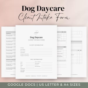 Dog Daycare New Client Intake Form Template | Editable Doggy Day Care ...