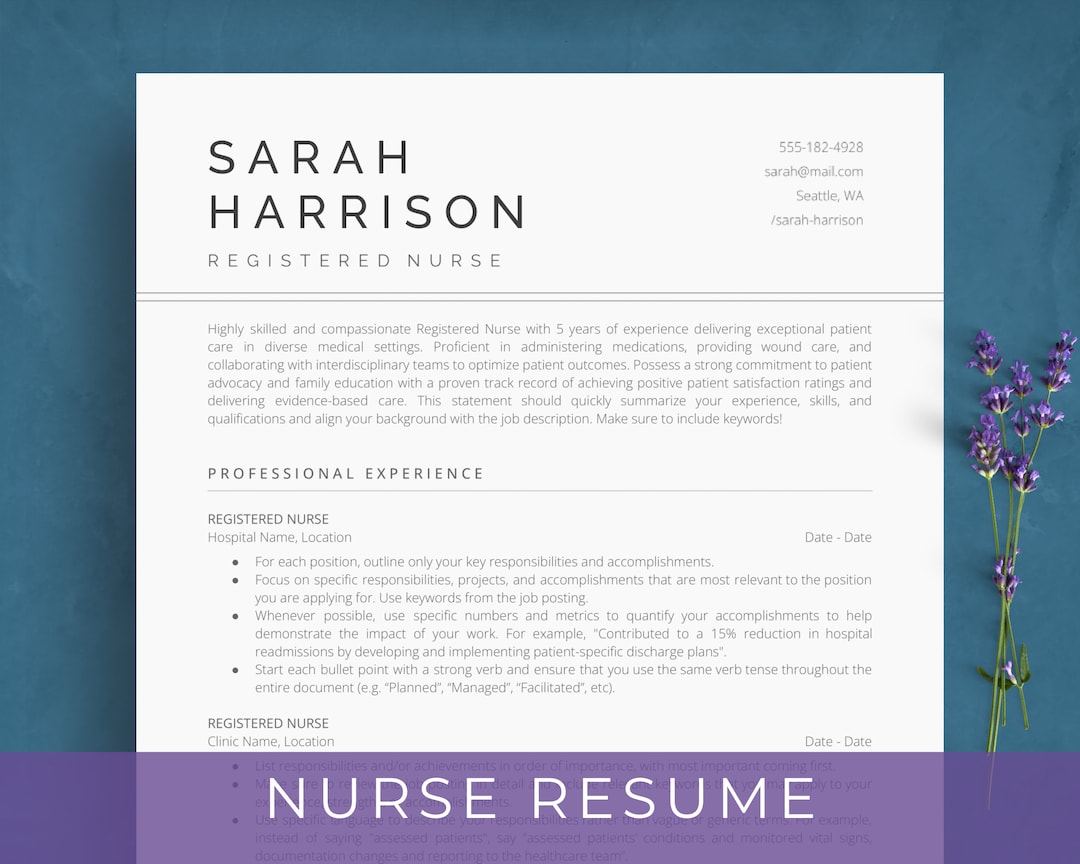 Google Docs Nurse Resume Template Simple ATS Friendly CV for New Grad ...