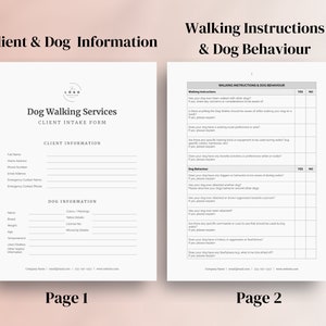 Dog Walking Services New Client Intake Form Template | Editable ...