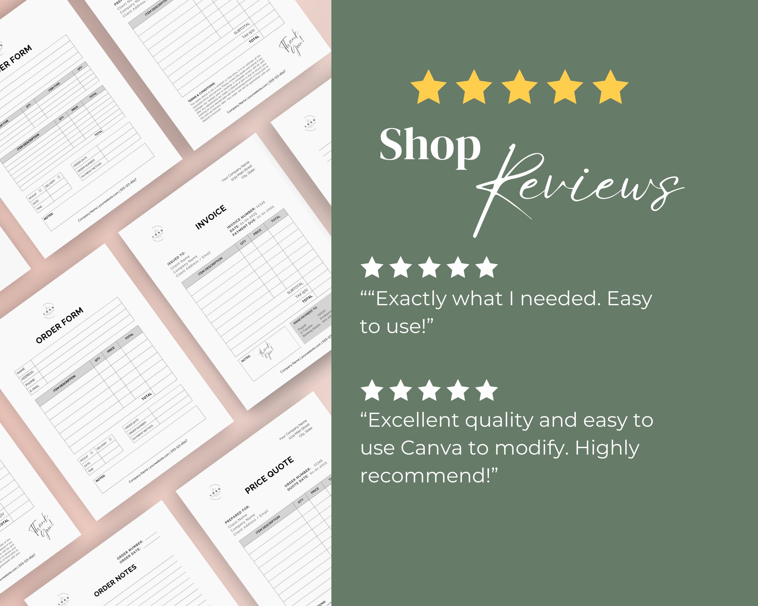 Order Form, Invoice & Quote Template Editable Small Business Order Form ...