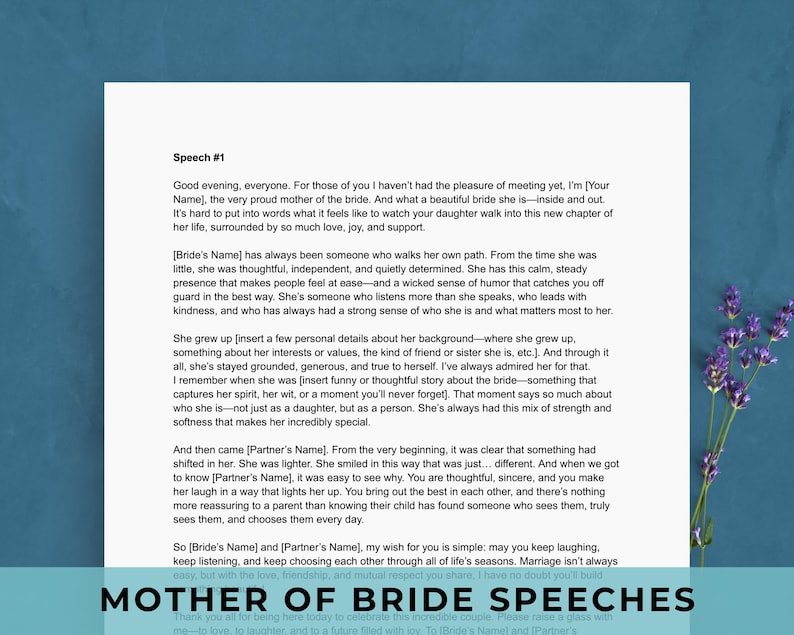 Mother of the Bride Speech Templates | 3 Editable Mom Wedding Speech ...
