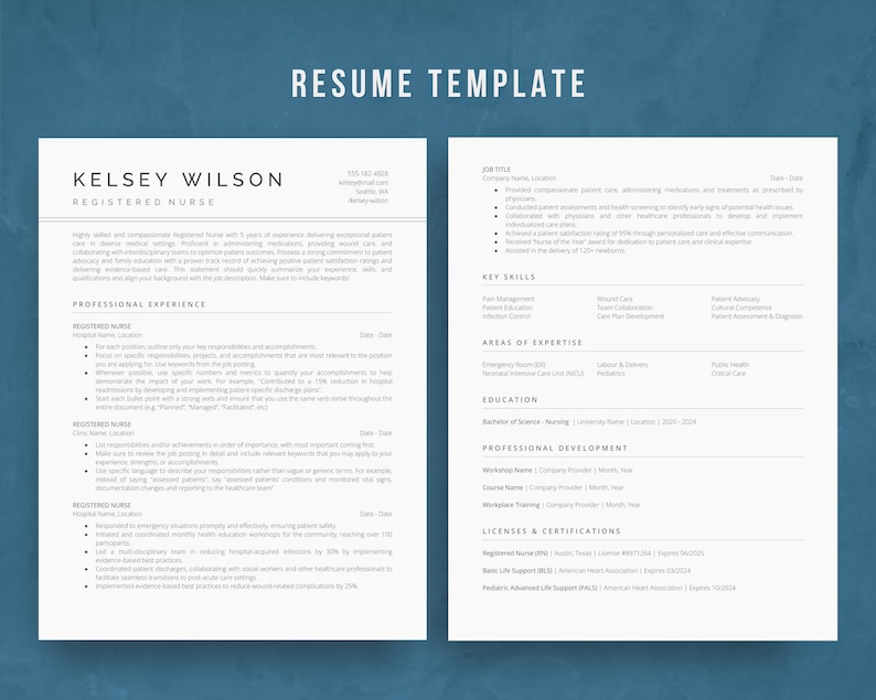 Google Docs Nursing Resume Template | Simple ATS Friendly CV for Travel ...