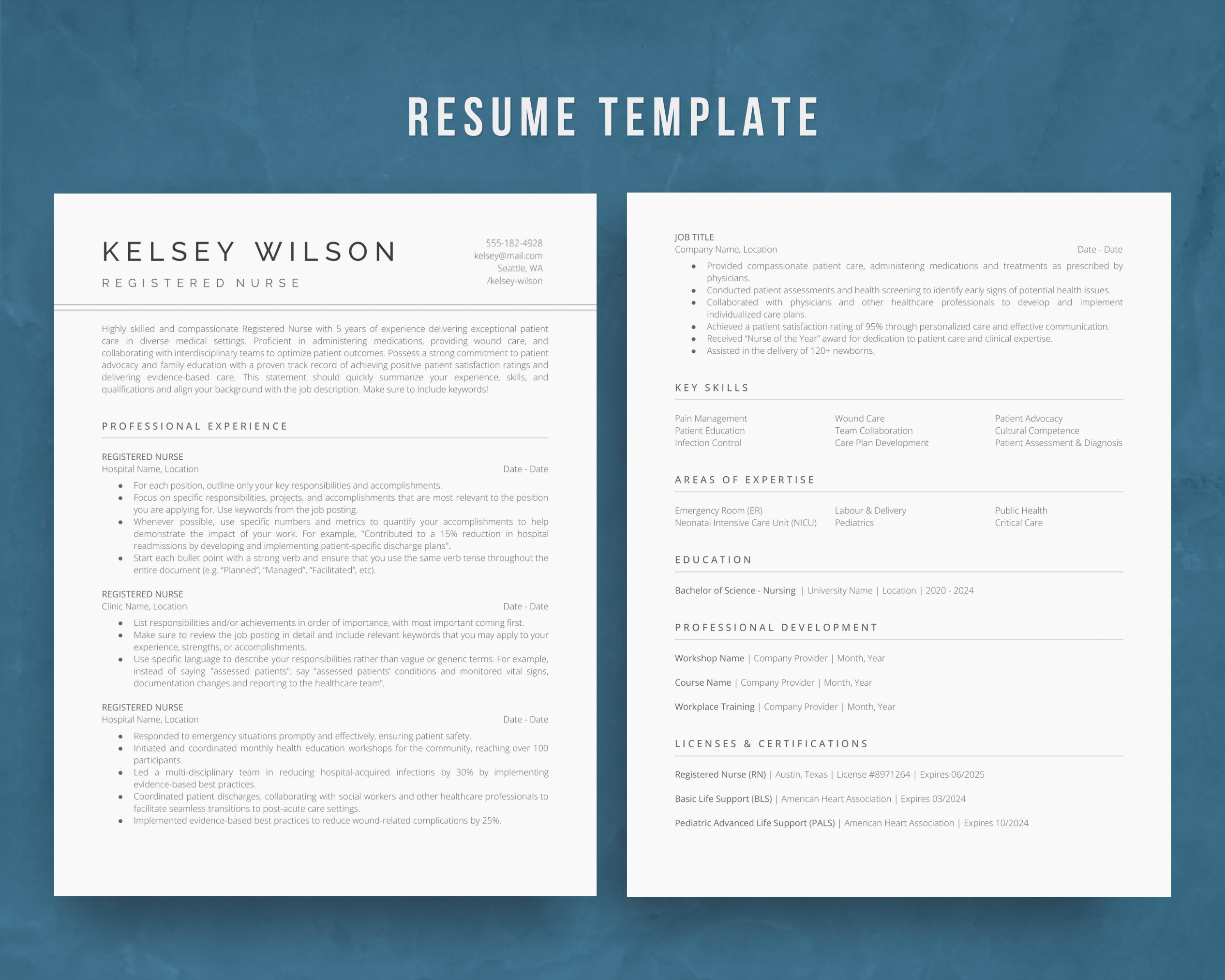 Google Docs Nursing Resume Template | Simple ATS Friendly CV for Travel Nurse, Doctor, Physician ...