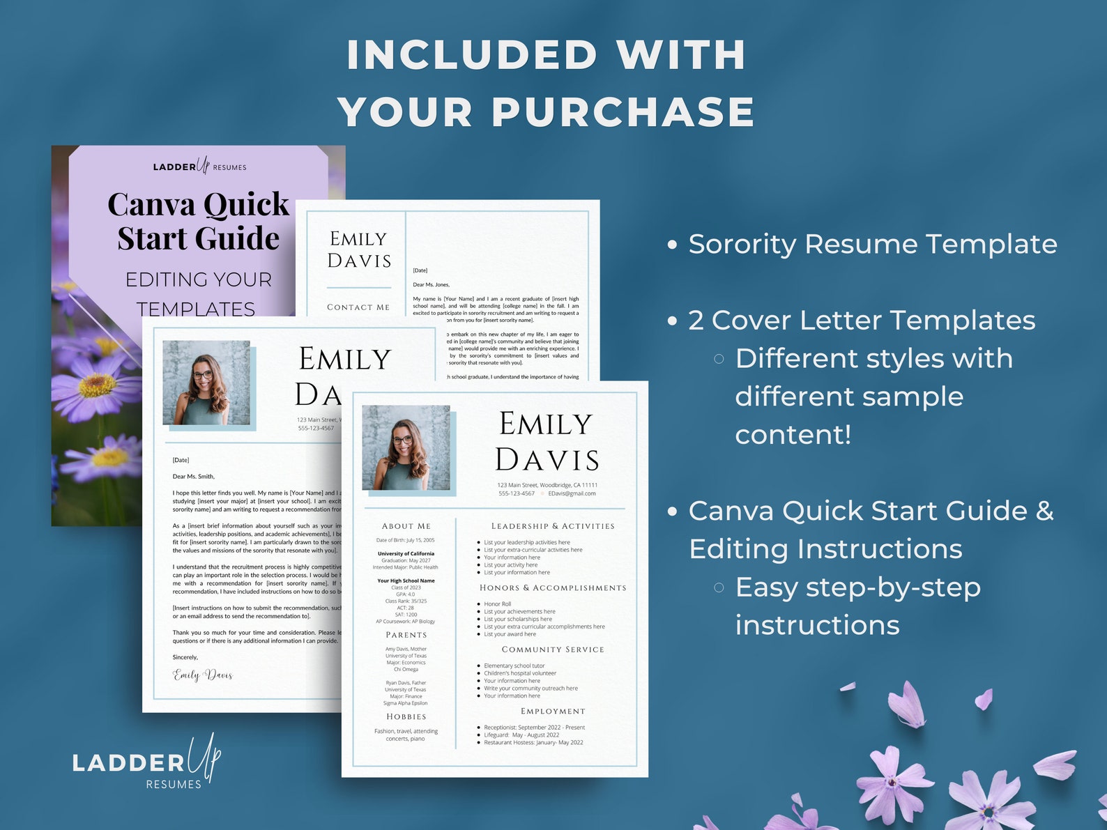 Sorority Resume Template Blue Sorority Recruitment Rush Resume Template ...