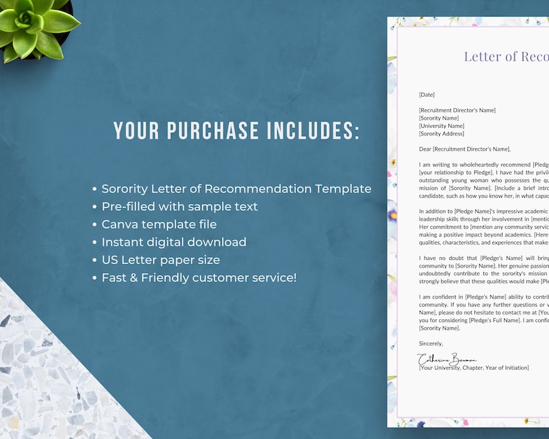 Sorority Recommendation Letter Template | Sorority Recruitment Letter ...