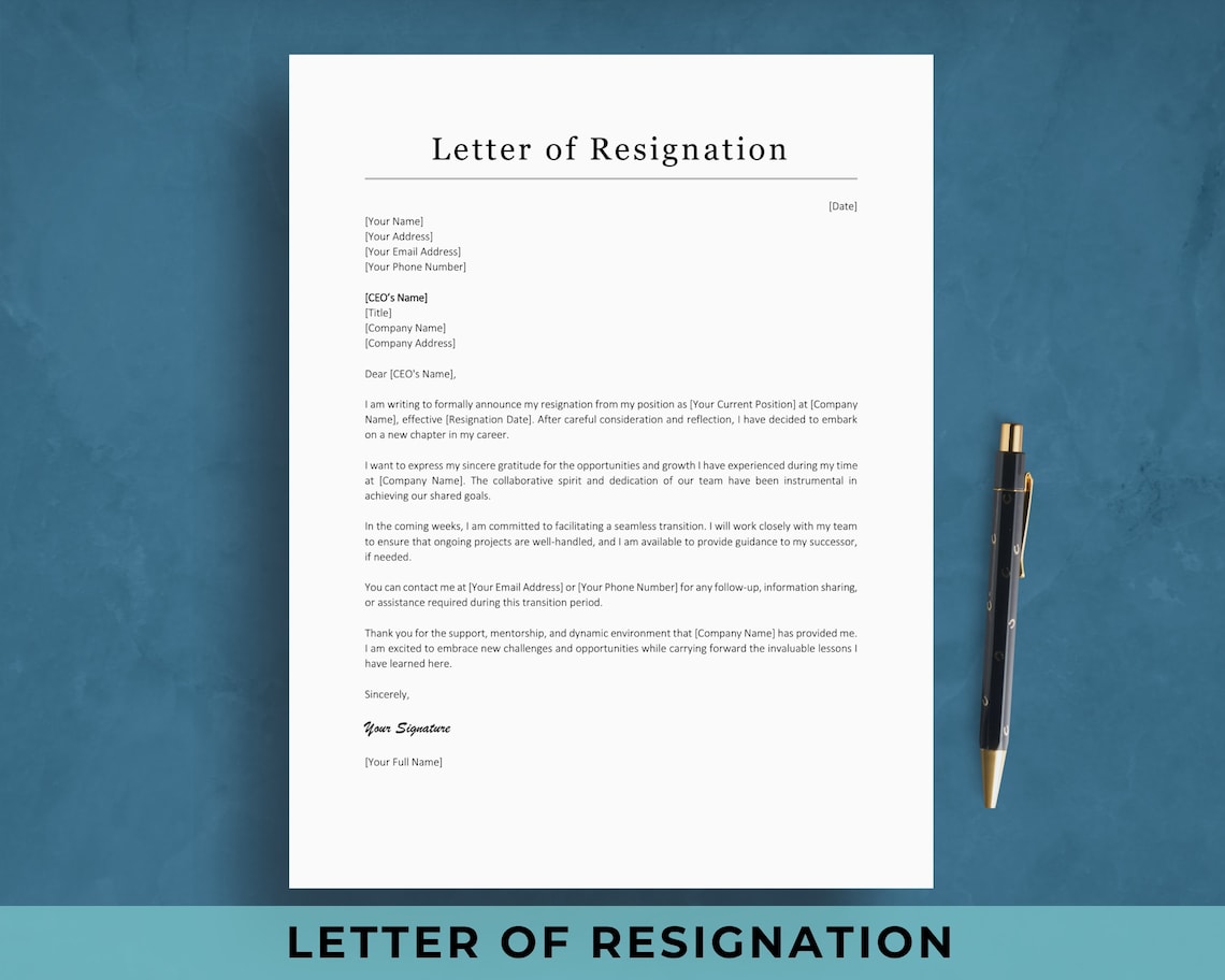 Executive Resignation Letter Template for Word & Google Docs ...