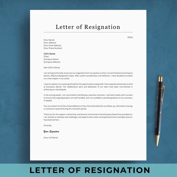 Executive Resignation Letter Template for Word & Google Docs ...