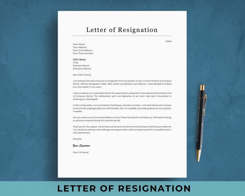 Executive Resignation Letter Template for Word & Google Docs ...