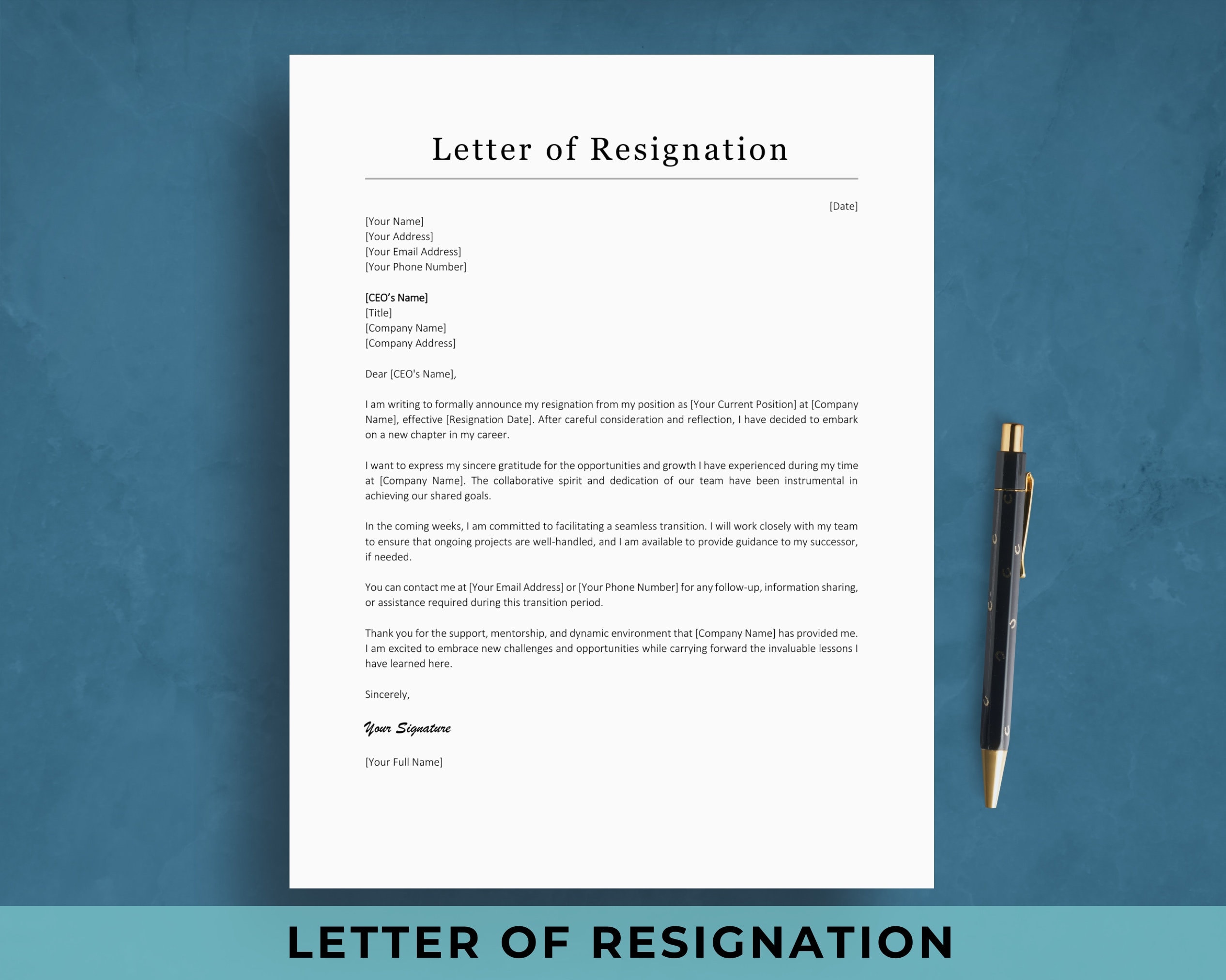 Executive Resignation Letter Template for Word & Google Docs ...