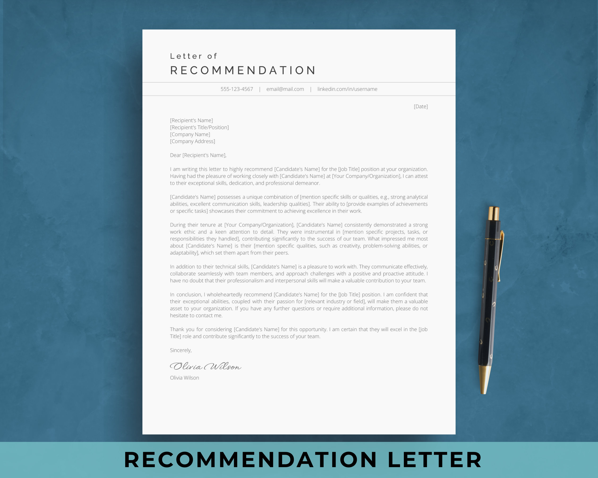 Recommendation Letter Template | Professional Job Application Employee ...