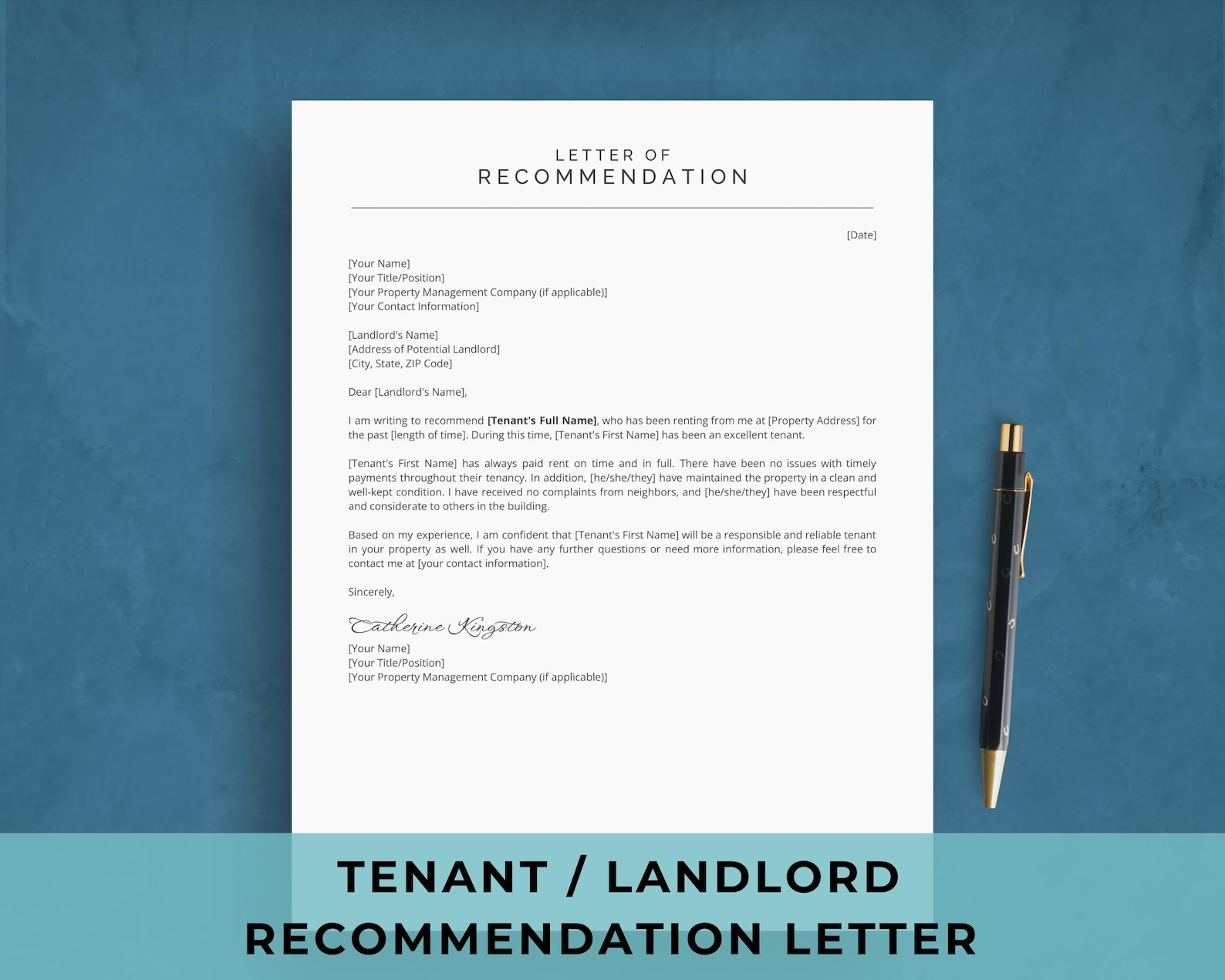 Tenant Reference Letter Template | Landlord Character Reference Letter ...