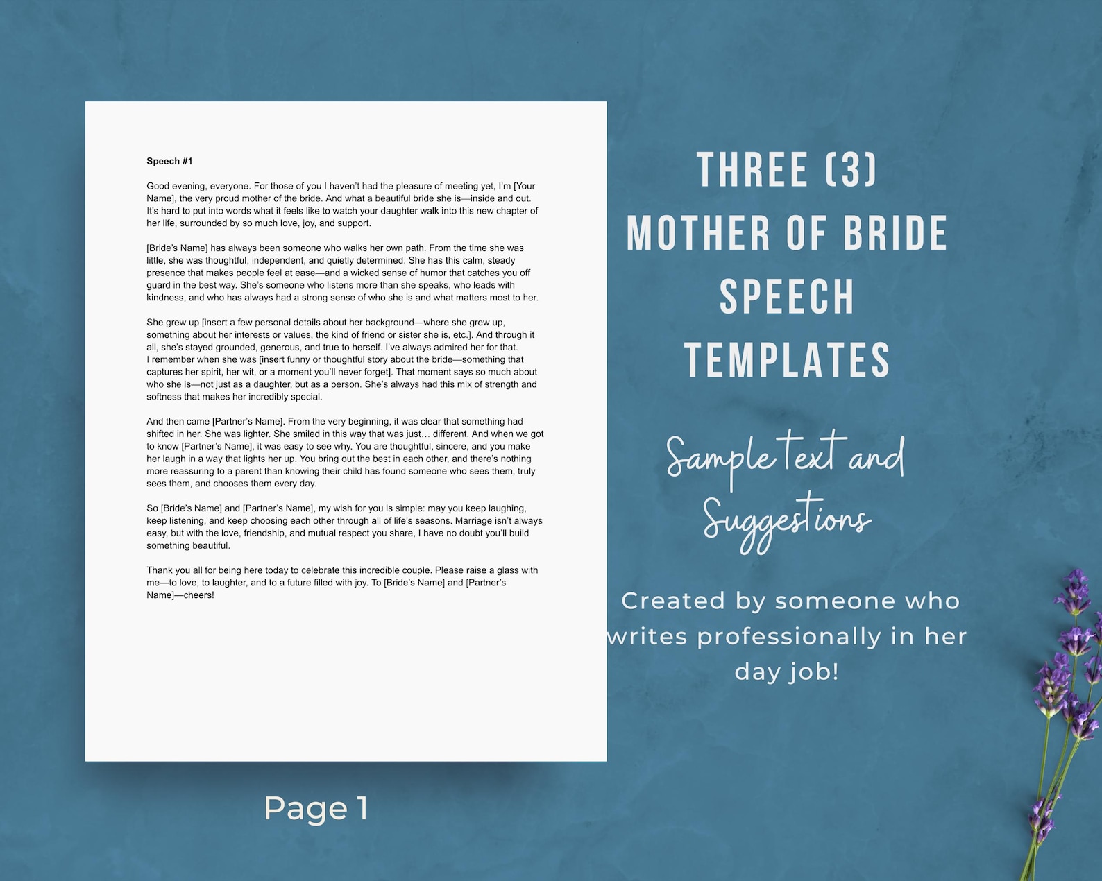 Editable Mother of the Bride Speech Templates | 3 Mom Wedding Speech ...