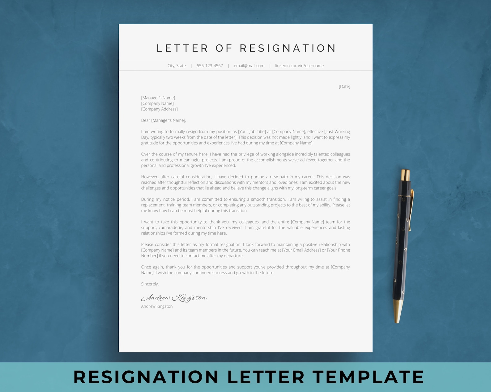 Google Docs Resignation Letter Template | Simple Heartfelt 2 Weeks ...