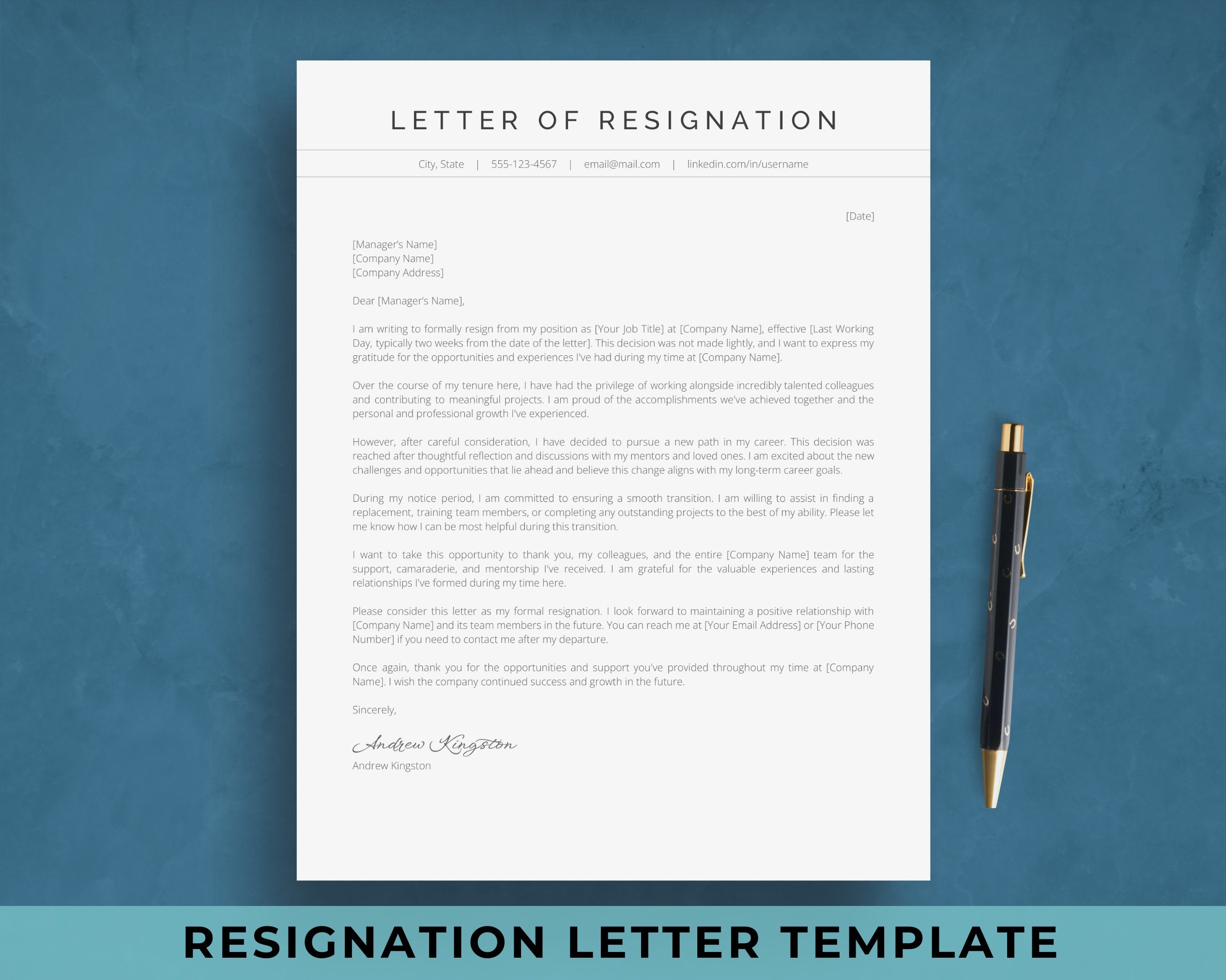 Google Docs Resignation Letter Template | Simple Heartfelt 2 Weeks ...