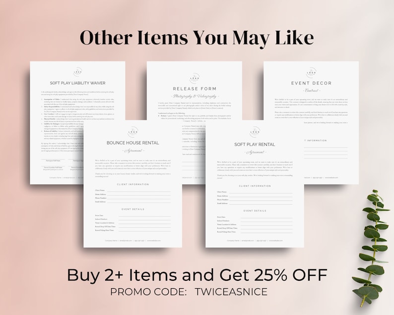 Inflatables Liability Waiver Form Template | Editable, Printable Bounce ...