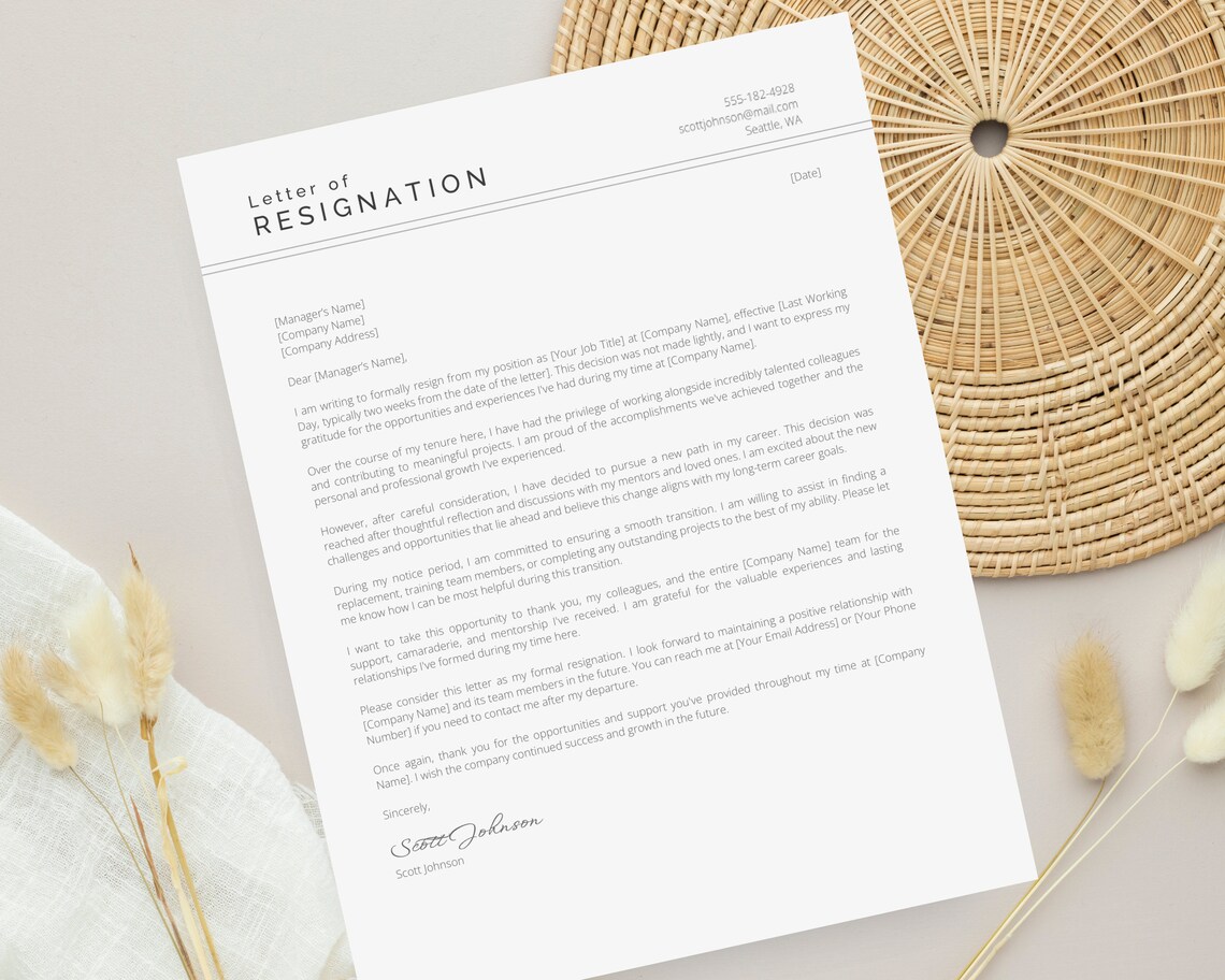 Google Docs Resignation Letter Template Heartfelt Professional 2 Weeks ...