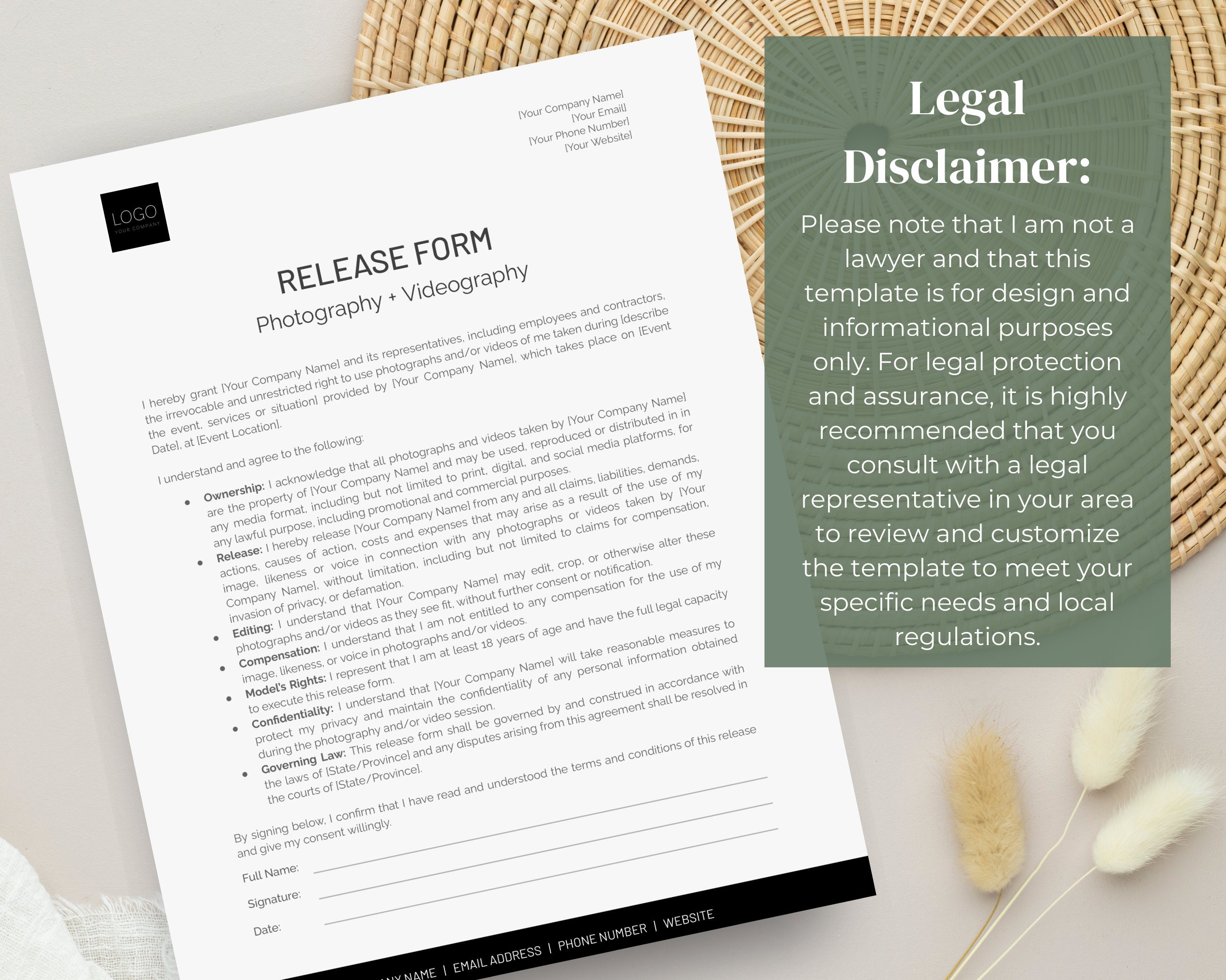 Photo & Video Release Form | Easy Google Docs Template | Photography ...