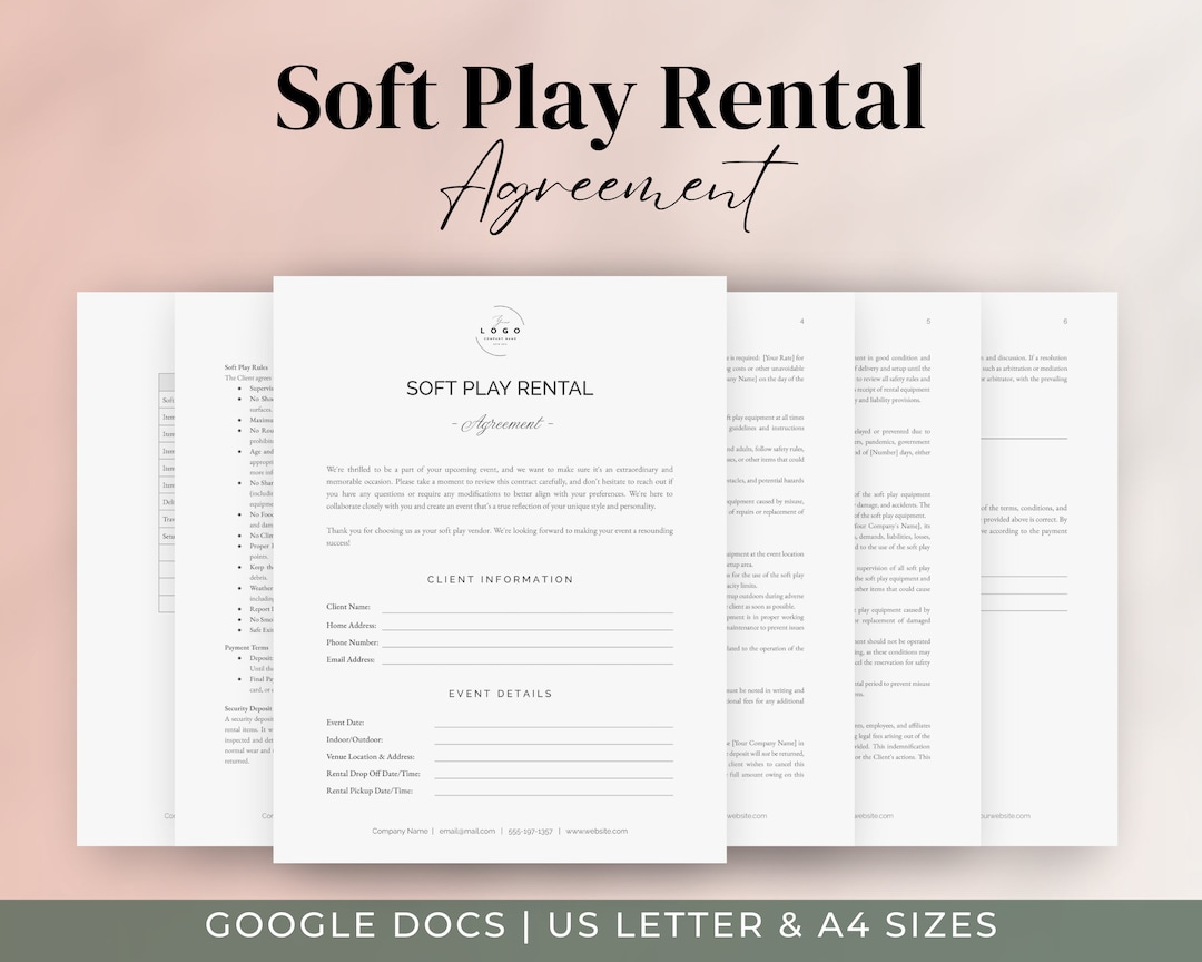 Soft Play Equipment Rental Contract Agreement Template | Editable ...