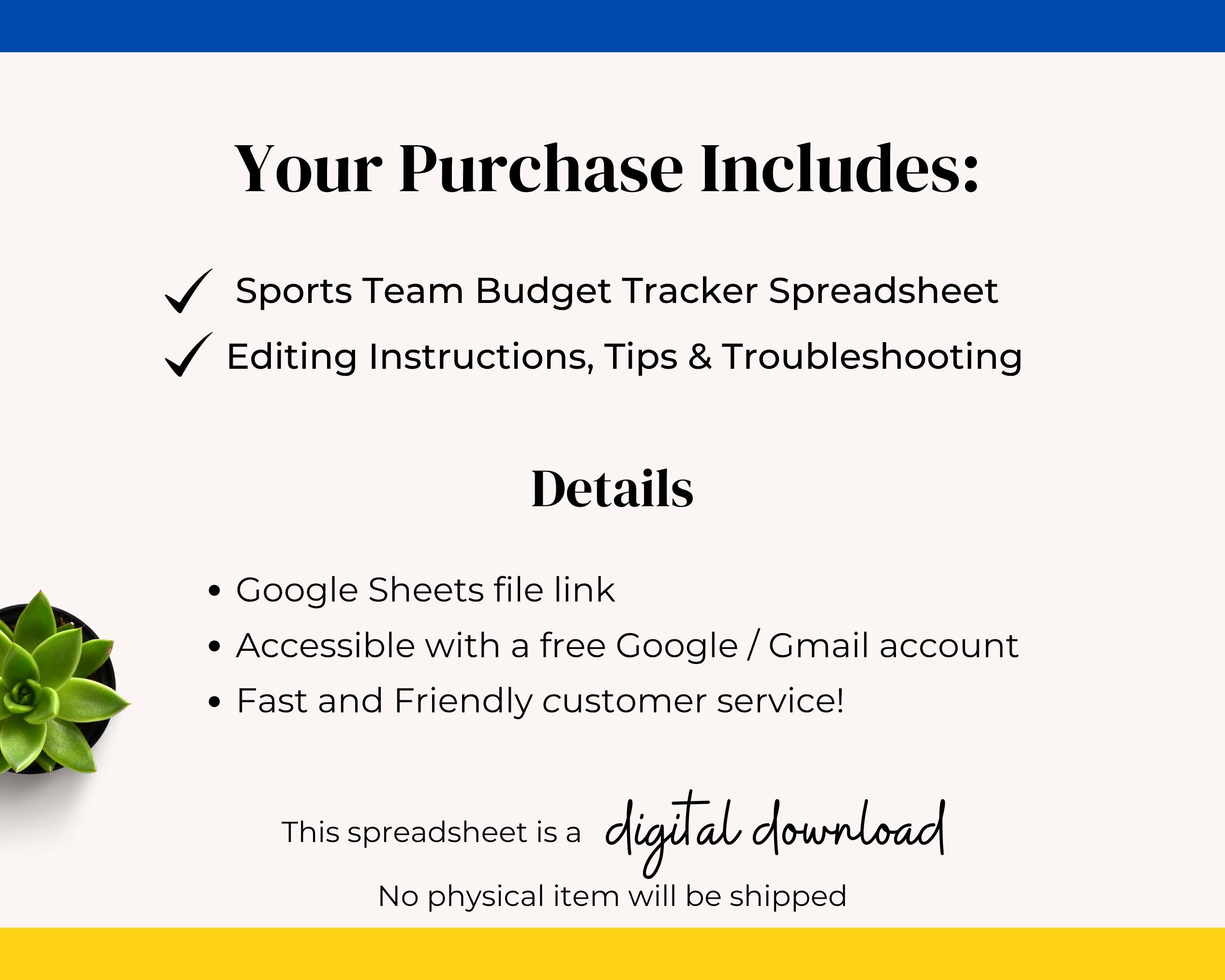 Sports Team Budget Spreadsheet | Simple & Editable Sports Budget ...