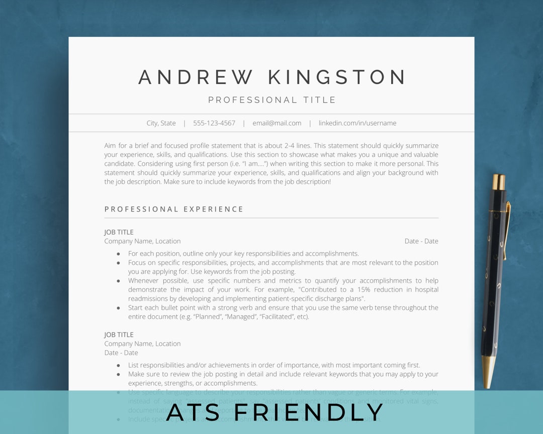 Google Docs ATS Friendly Resume Template, Executive CV Template and ...