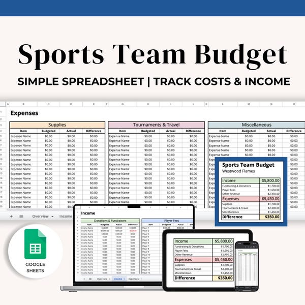 Travel Baseball Team Budget Spreadsheet - Etsy
