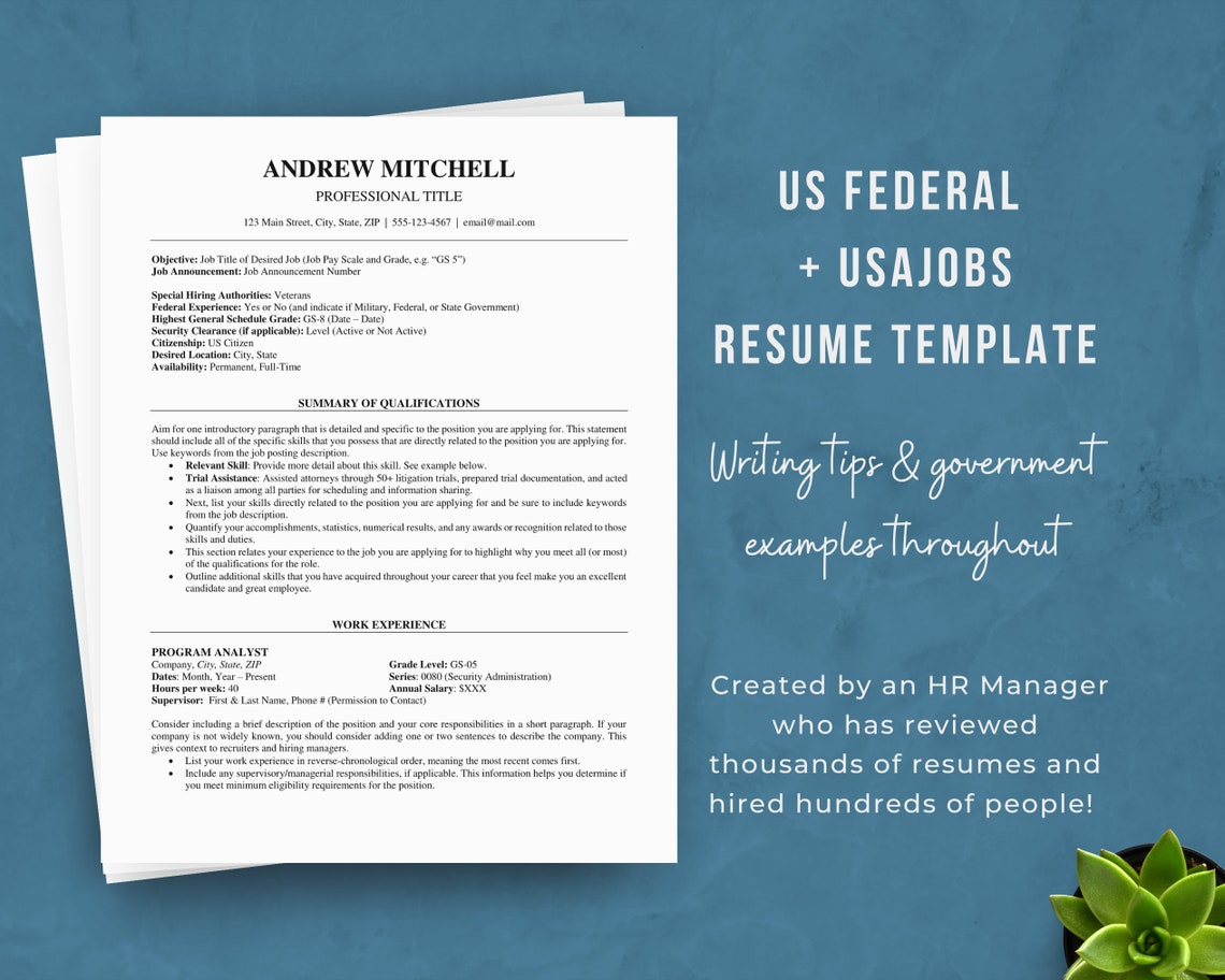 US Federal Resume Template for Word & Google Docs | USAJOBS Government ...