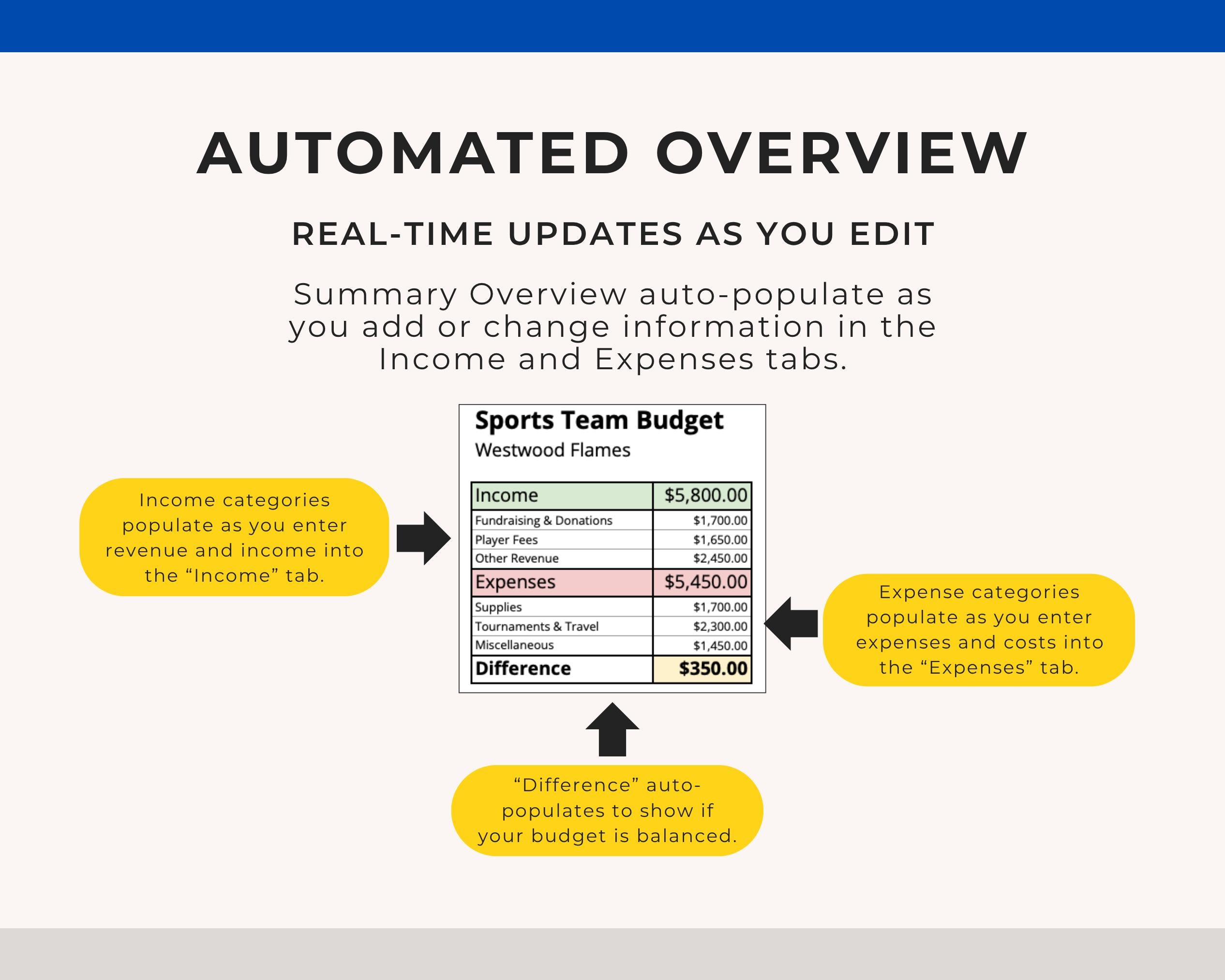 Sports Team Budget Spreadsheet | Simple & Editable Sports Budget ...