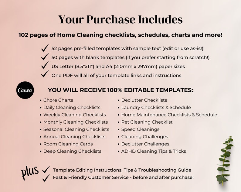 Editable ADHD Cleaning Checklist Bundle Cleaning Schedule Templates ...