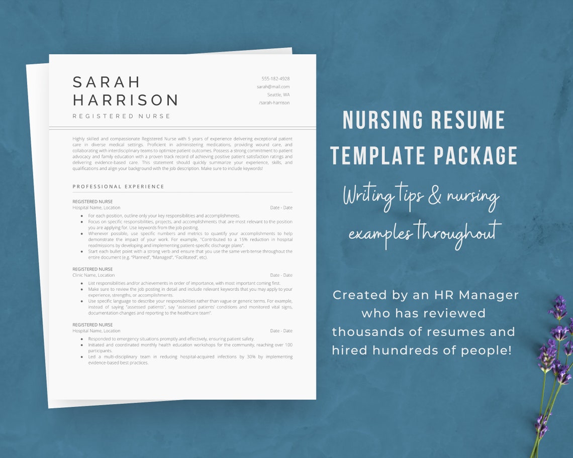 Nurse Resume Template Simple, Professional Goog Docs CV for New Grad ...