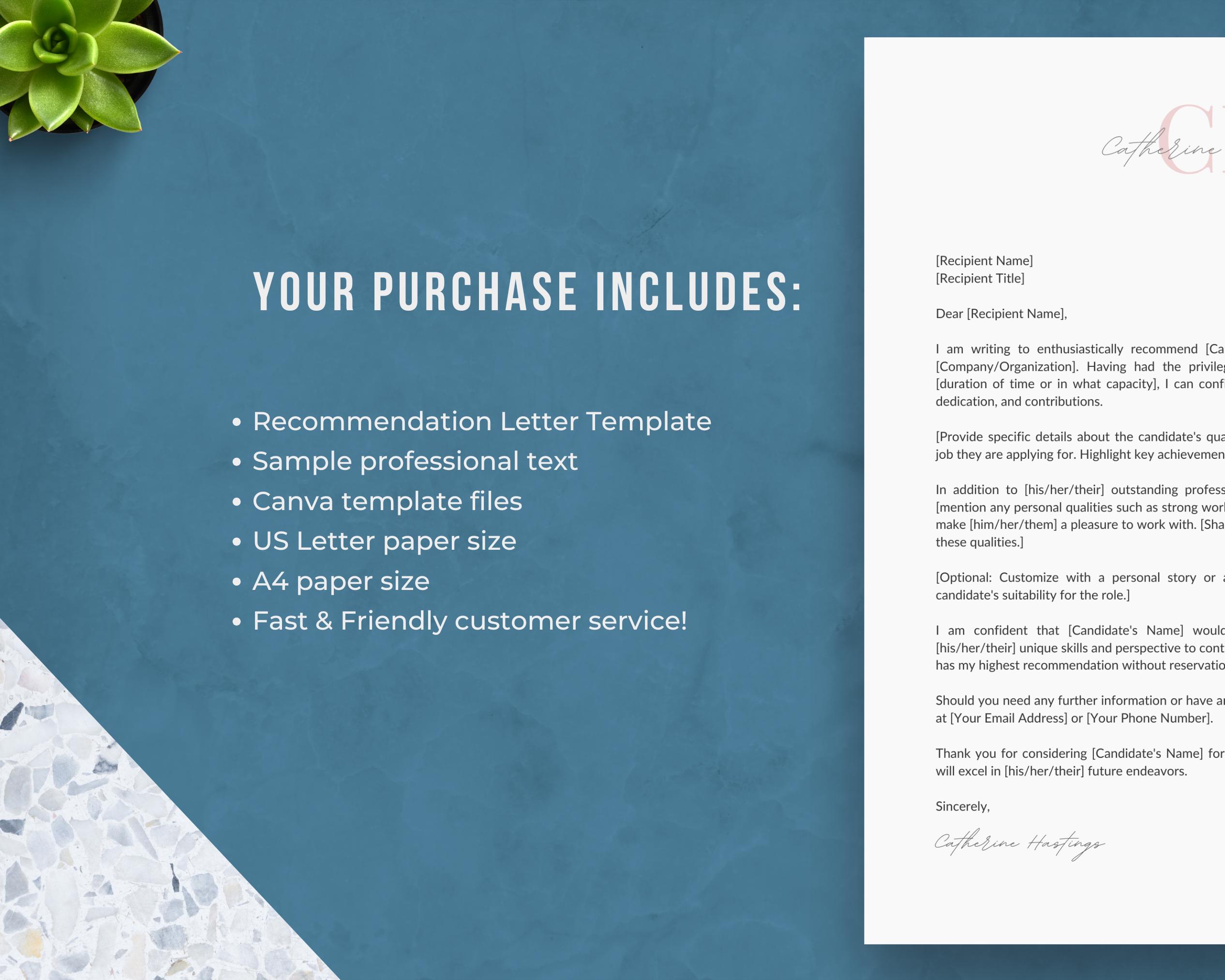 Recommendation Letter Template | Professional Job Application ...
