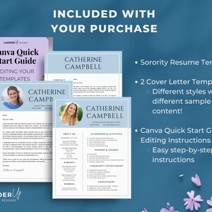 Sorority Resume Template With Photo, Editable Blue Rush Resume Template ...