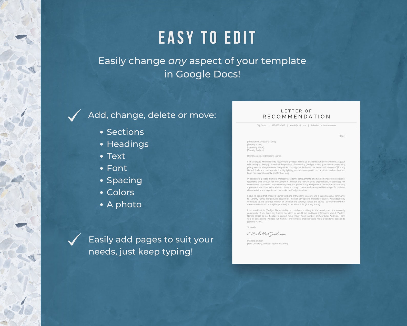 Sorority Letter of Support (LOS) Template for Sorority Recruitment ...