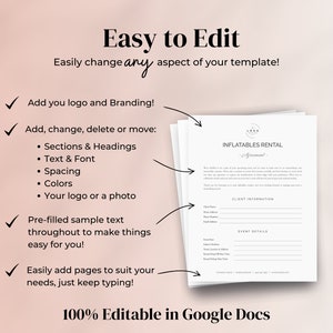 Inflatables Rental Agreement Template | Editable Bounce House Contract ...